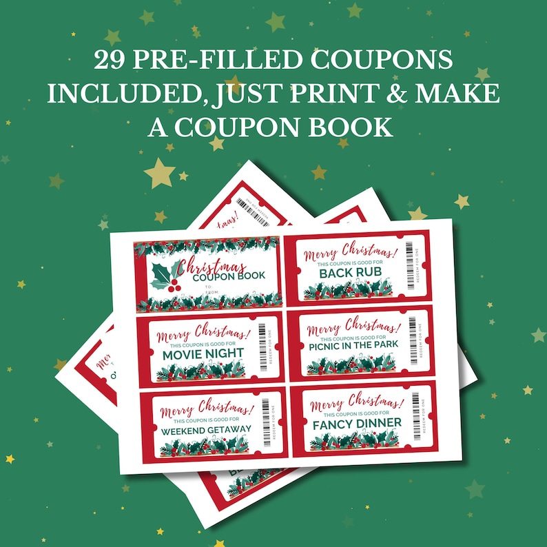 Editable Christmas Coupon Book Template, Printable Custom Love Coupons ...