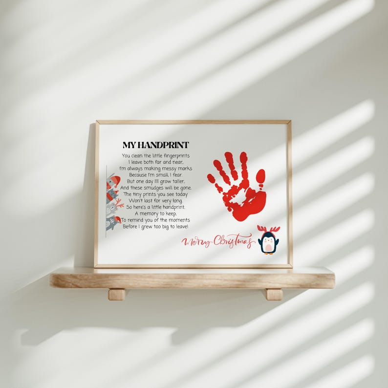 Christmas Poem "merry Christmas" Handprint Craft Printable Gift, Kids ...