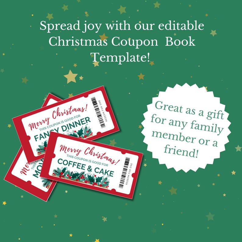 Editable Christmas Coupon Book Template, Printable Custom Love Coupons ...