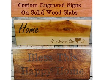 Wood slab signs | Etsy