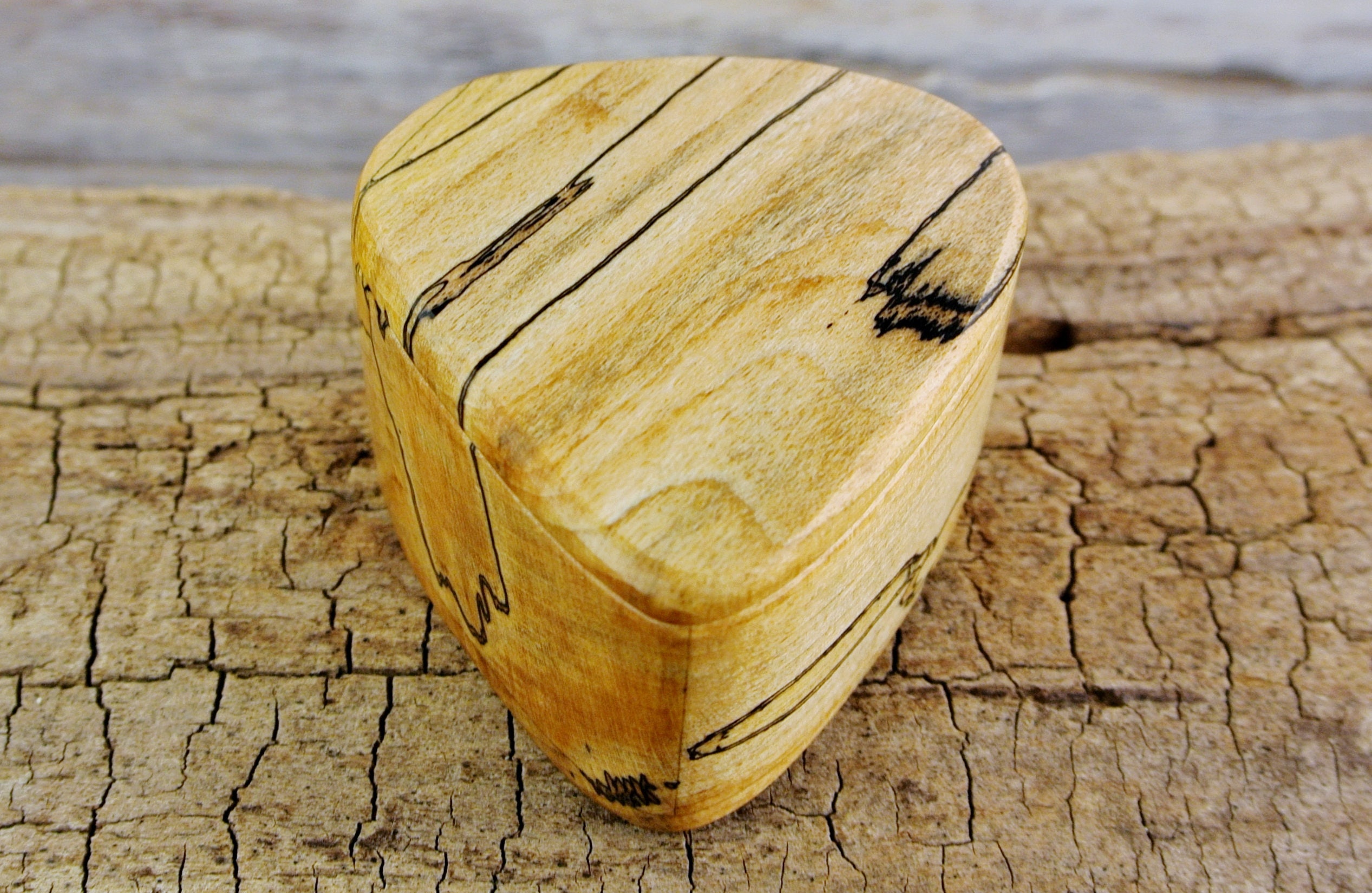 Spalted Maple Guitar Pick Box -Guitar Picks Shape Box - Guitar Pick Box ...