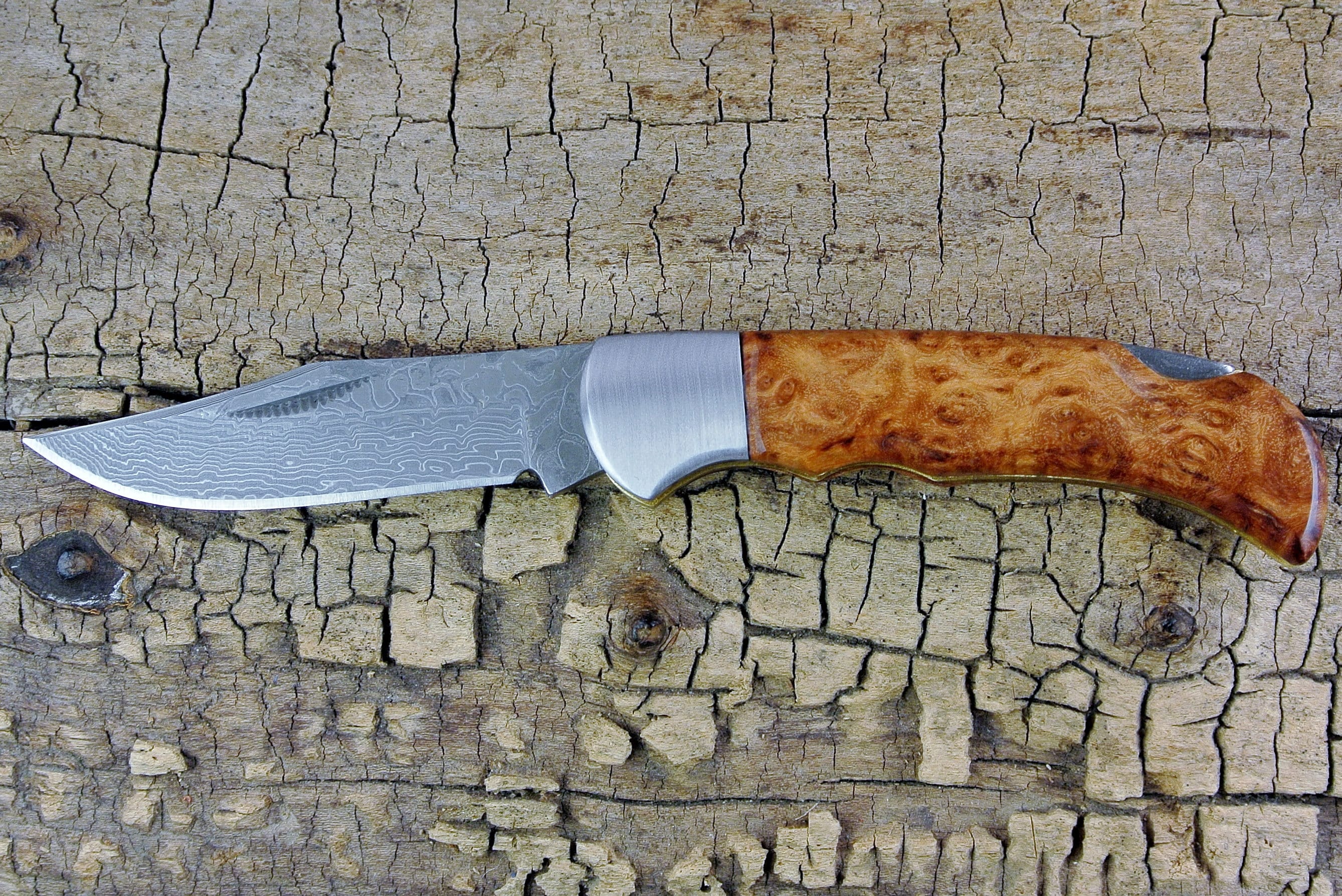 Pocket Knife with Wood Handle - Amboyna Burl - Wooden Handle with ...