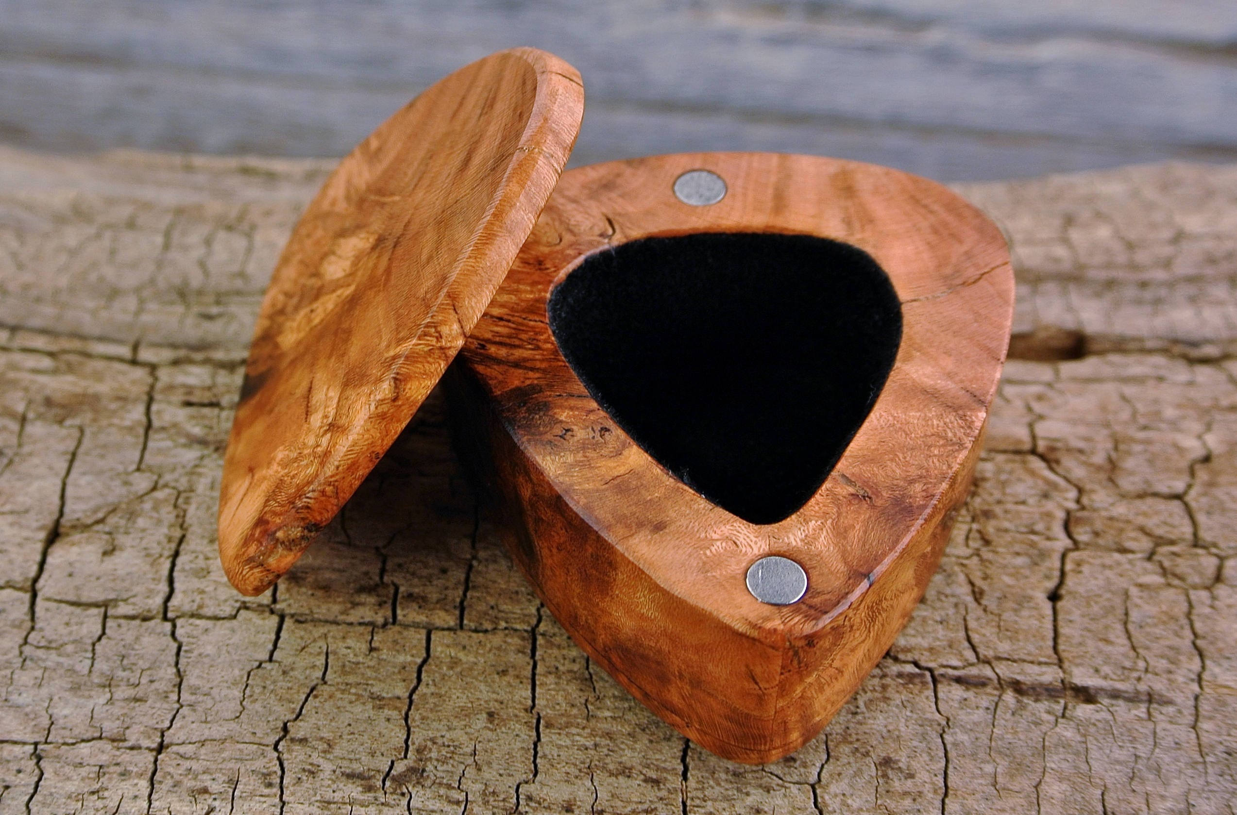 Cherry Burl Guitar Pick Box -Guitar Picks Shape Box - Guitar Pick Box ...