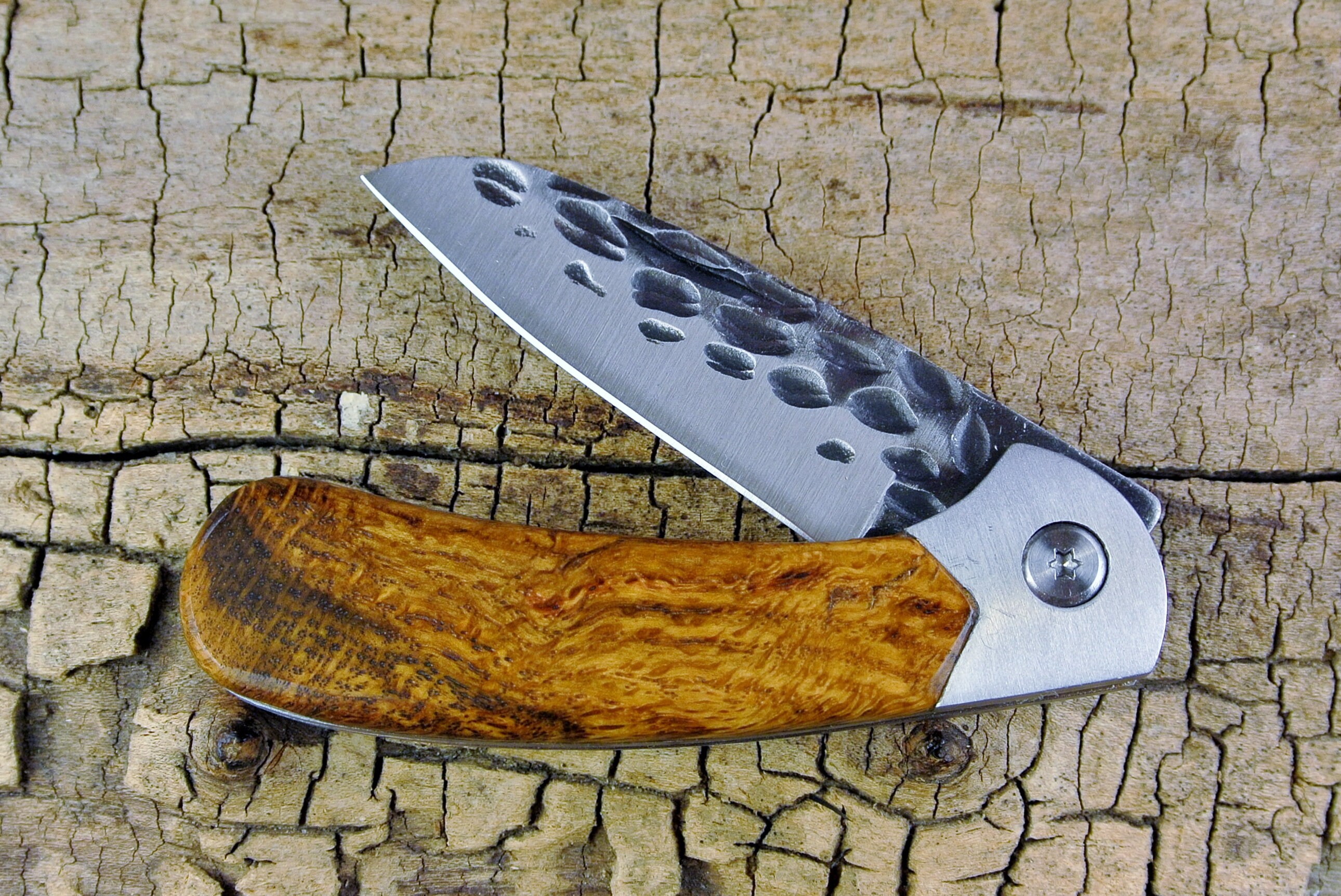 Pocket Knife with Wood Handle - Black Oak Burl Wooden Handle - Wood ...