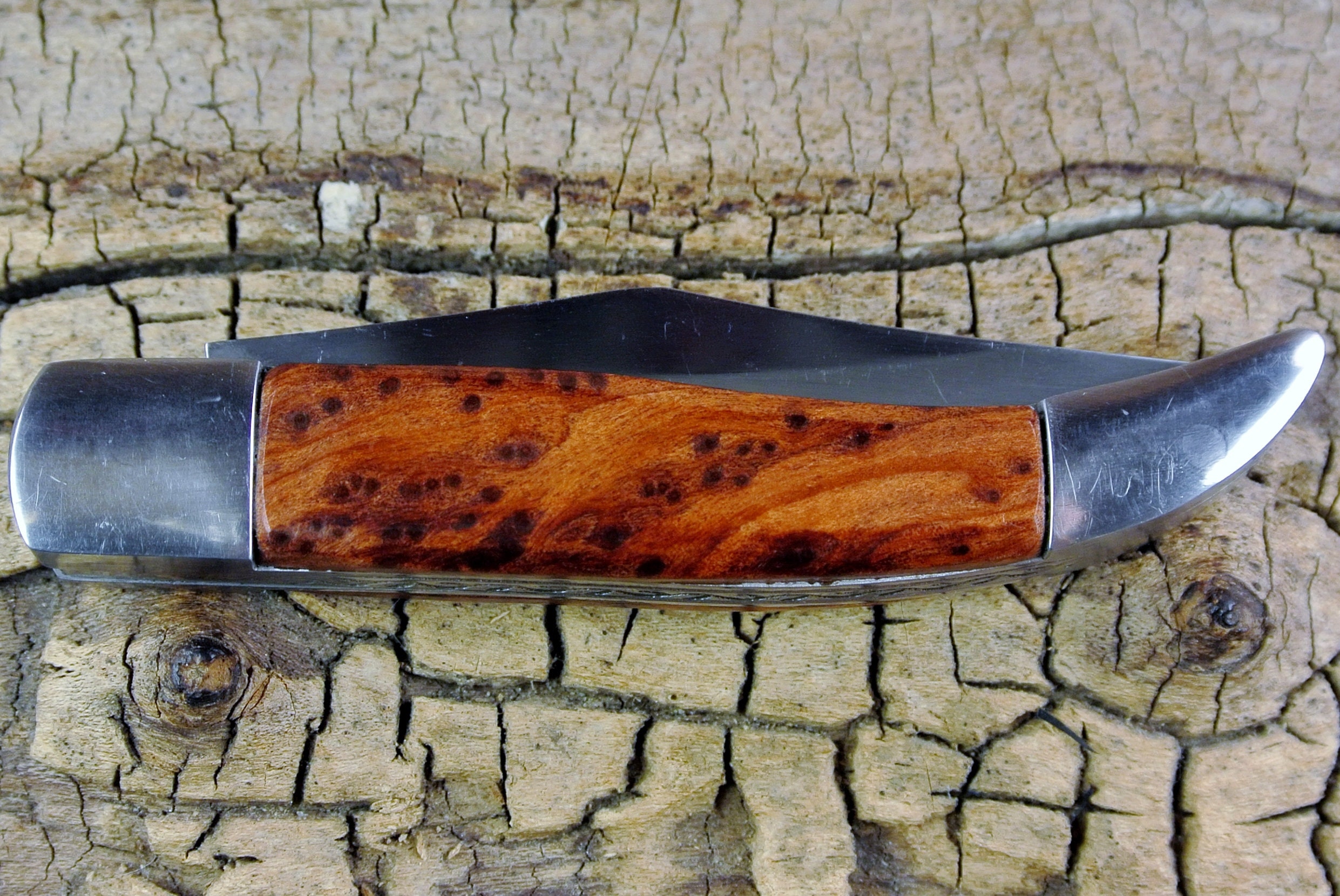 Pocket Knife with Wood Handle - Redwood Burl Wooden Handle - Wood ...