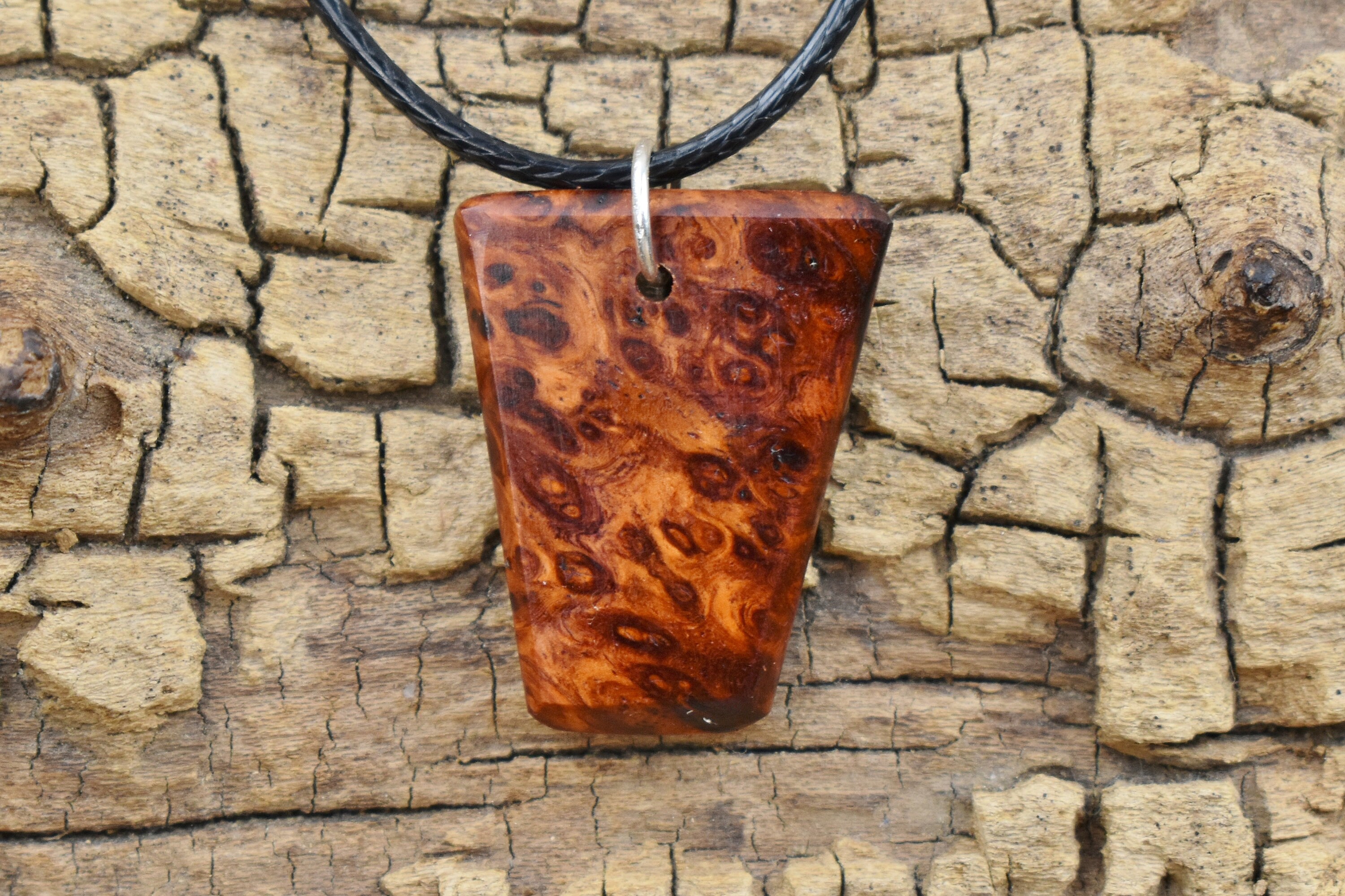 Amboyna Burl Wood Pendant Necklace - Handmade Wood Pendant - Rare Wood ...