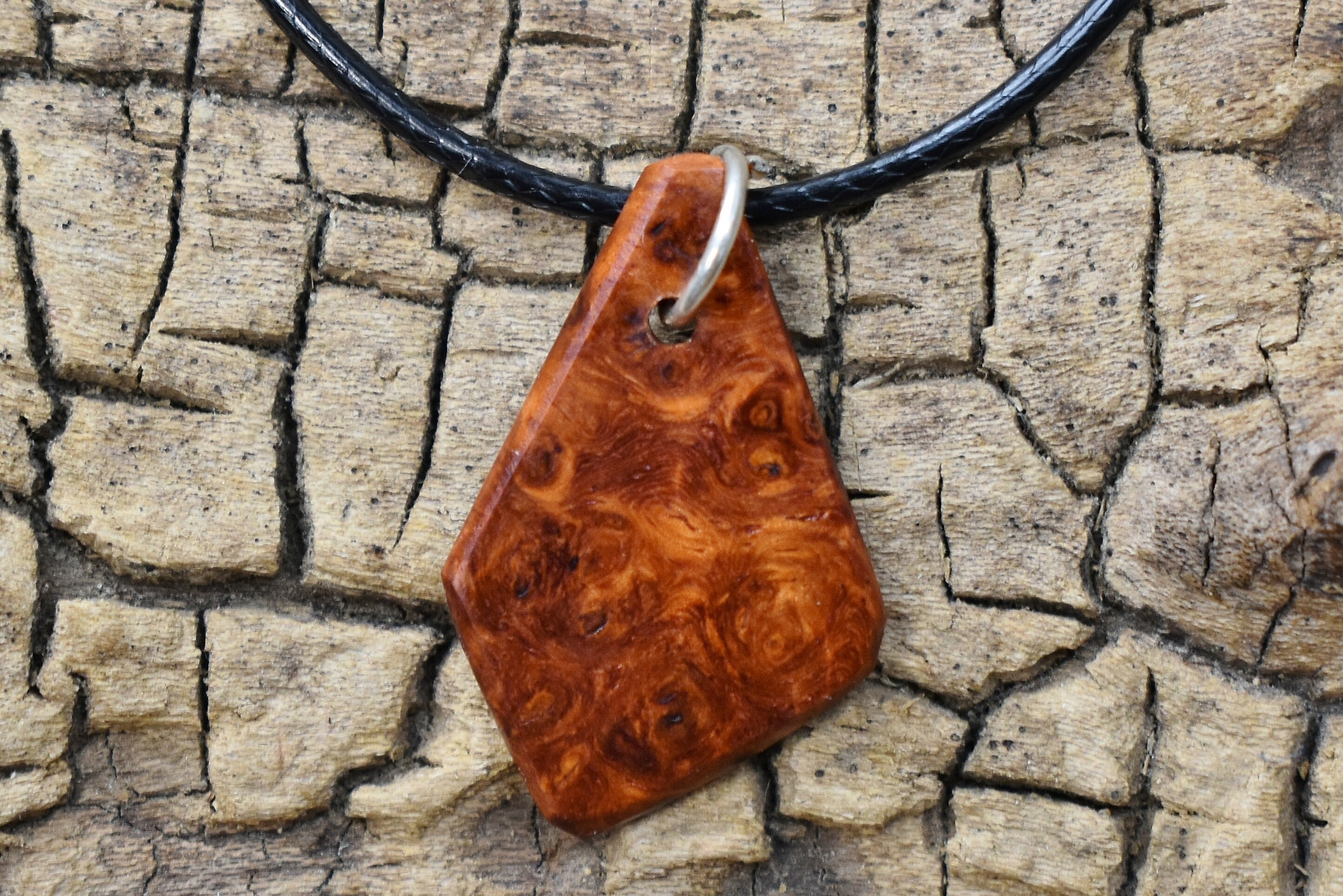 Amboyna Burl Wood Pendant Necklace - Handmade Wood Pendant - Rare Wood ...