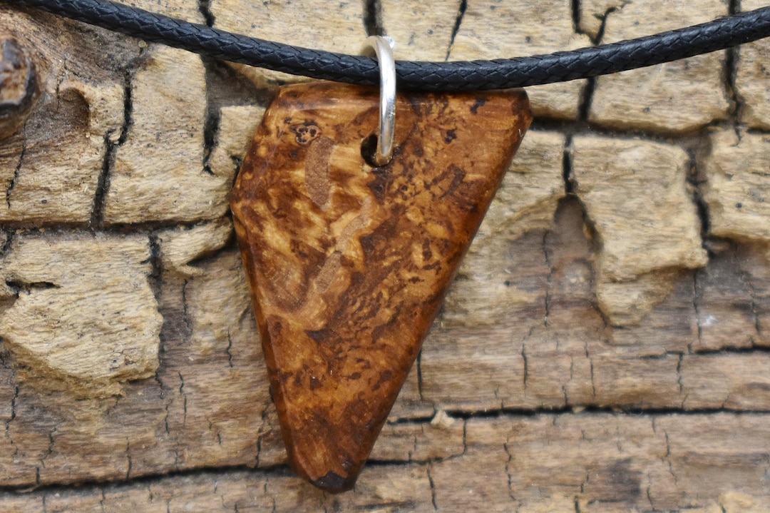 Handmade Hickory Burl Wood Pendant Necklace - Adjustable Length - Etsy