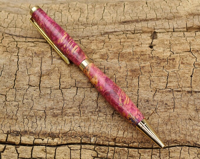 Pink/purple Dyed Maple Burl Wood Pen Wooden Pen Groomsmen Gift Father's ...