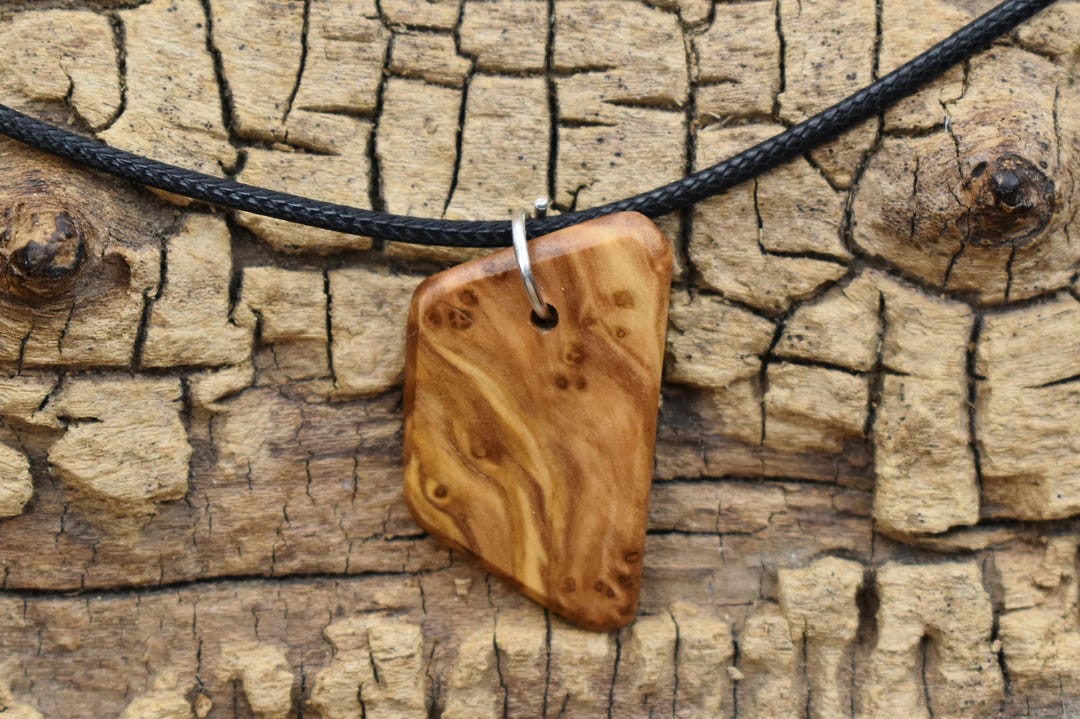Olivewood Burl Wood Pendant Necklace - Handmade Wood Pendant - Wood ...