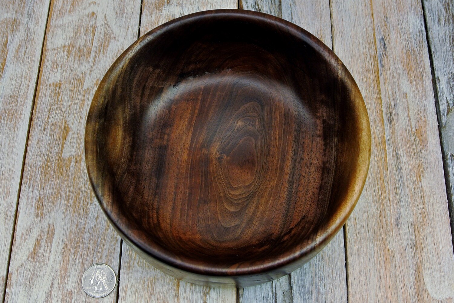 Wooden Centerpiece Bowl - Figured Walnut Wood - Rustic Bowl - Hand ...