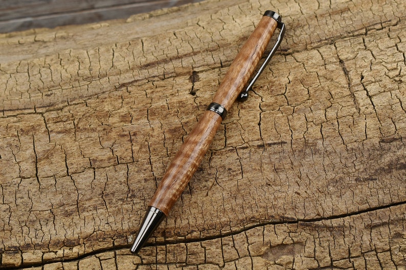 Curly Satinwood Wood Pen – Gun Metal Finish, Twist Design - Etsy