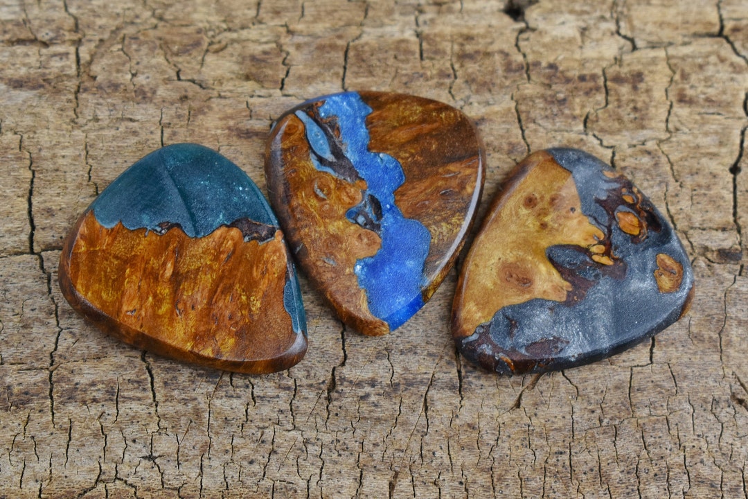 Handmade Resin Wood Guitar Pick: Caribbean Rosewood Burl - Etsy