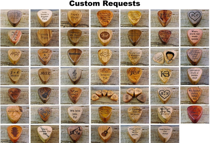 Wood Guitar Pick Box Handmade Custom Engraved Guitar Pick | Etsy