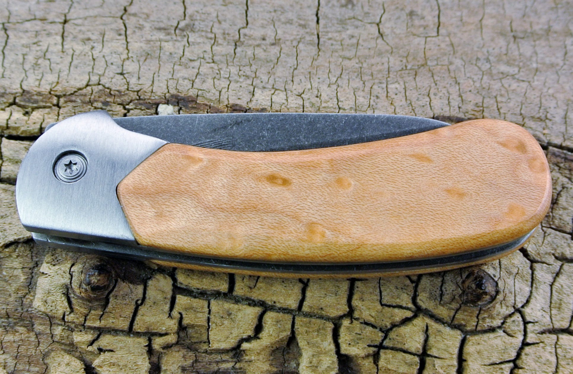 Pocket Knife with Wood Handle - Bird's Eye Maple Wooden Handle - Wood ...