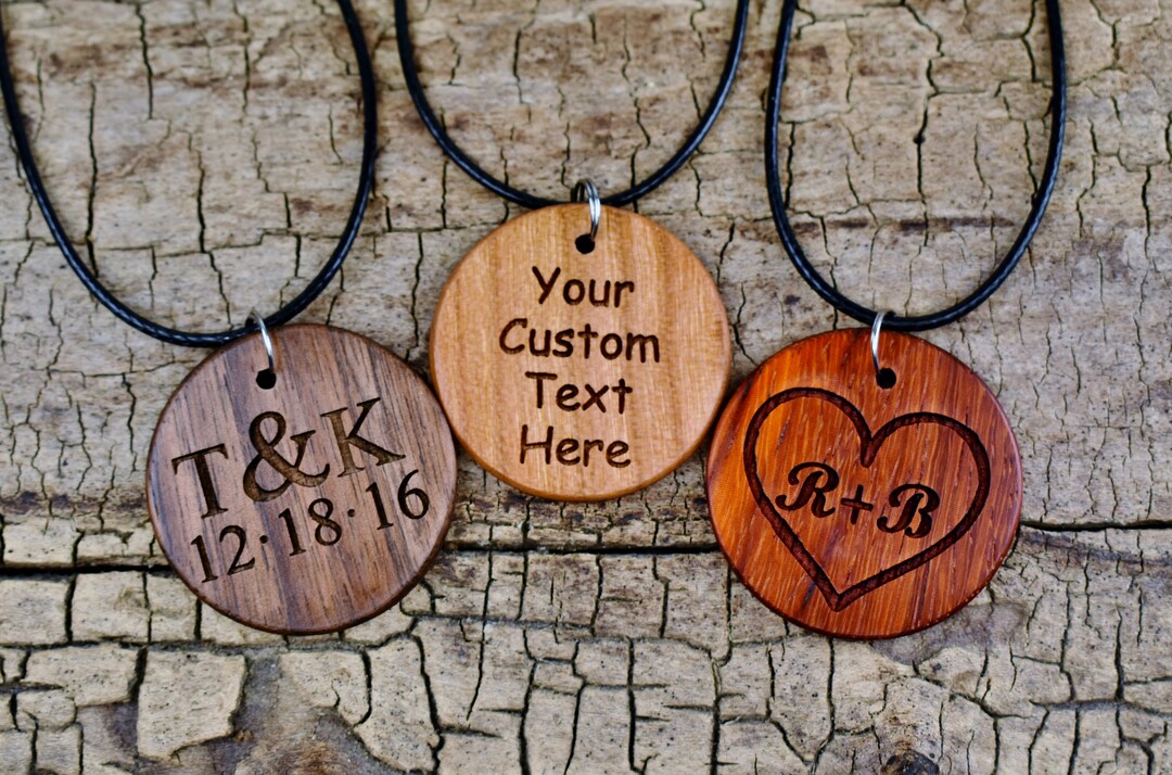 Wood Pendant - Handmade Wood Pendant Necklace - Engraved and ...