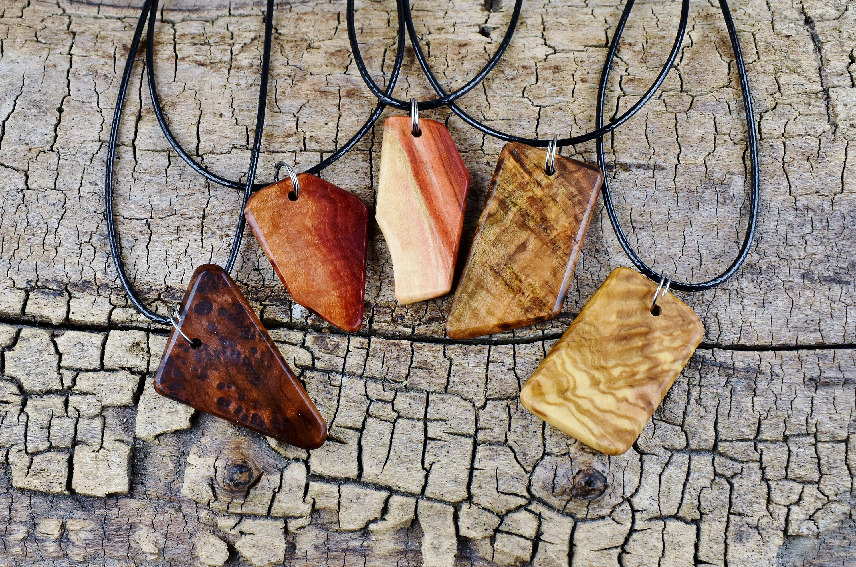 Wood Pendant Necklace - Handmade Wood Pendant - Burl Wood Necklace - 1 ...