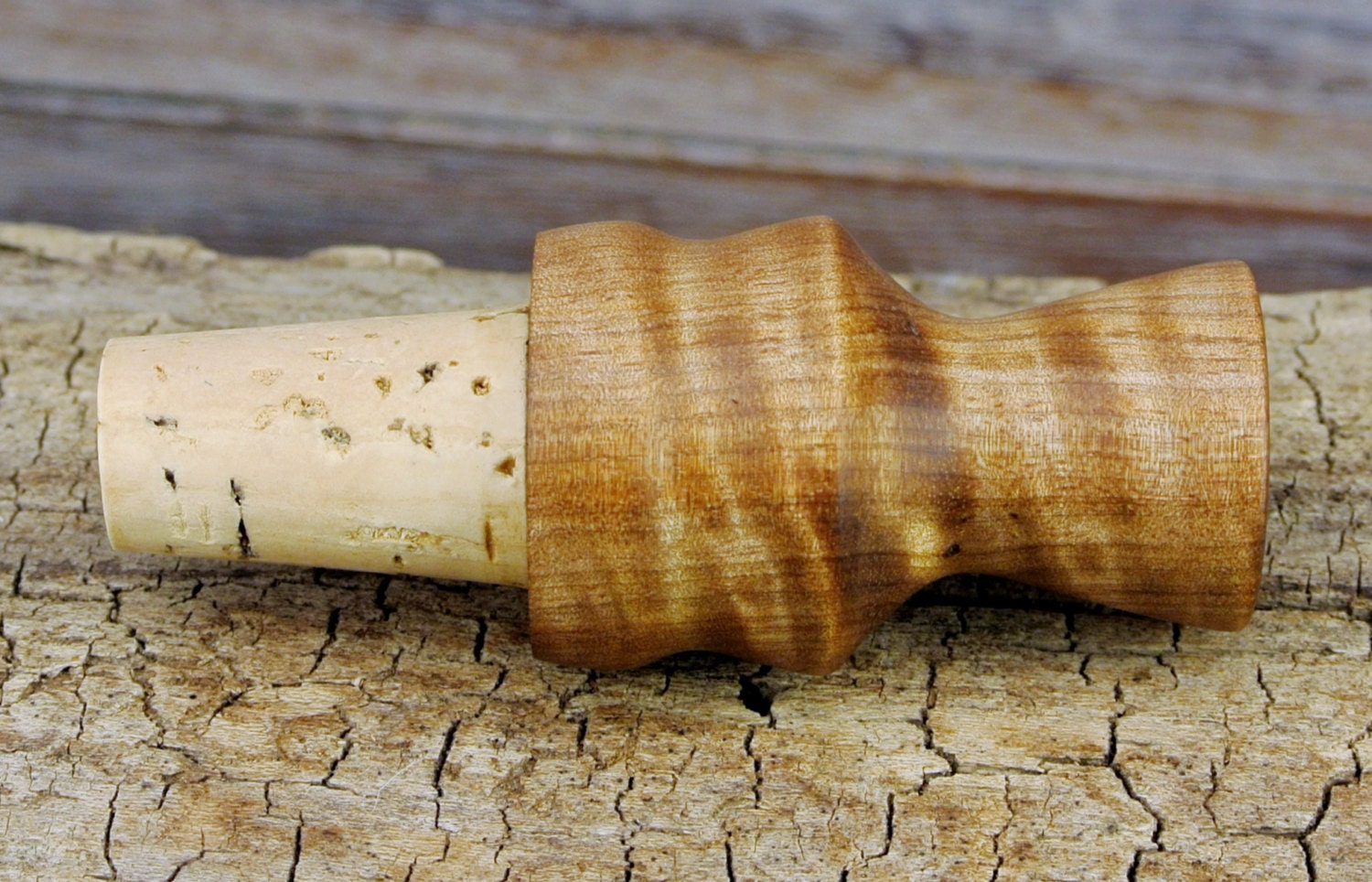 Wooden Wine Bottle Stopper - Curly Satinwood - Wood Carving - Cork ...