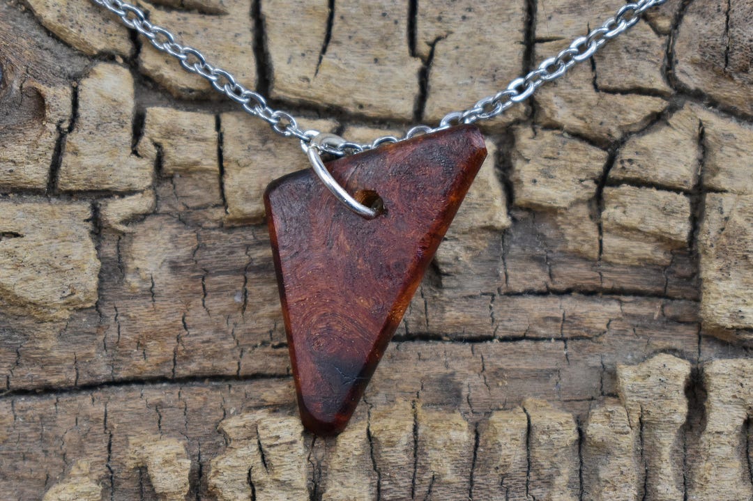 Bloodwood Burl Wood Pendant Necklace: Handmade Belize Wood, 20 Inch ...