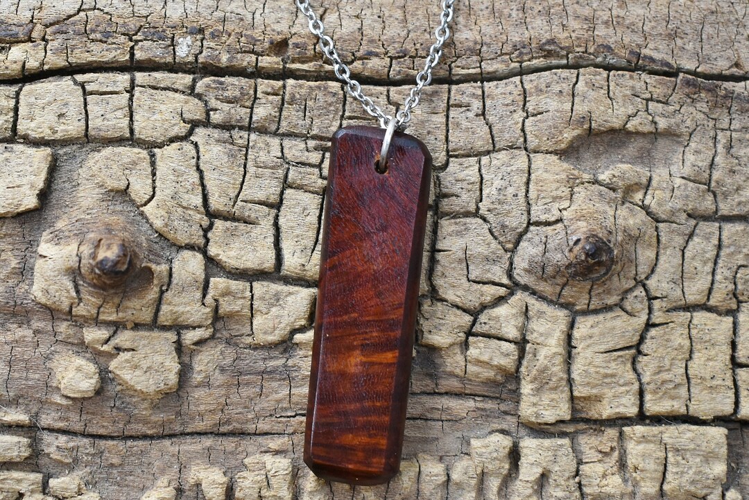 Handmade Bloodwood Burl Pendant Necklace - Rare Belize Wood, 20 Inch ...