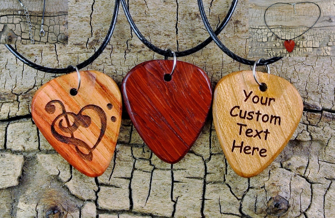 Necklace Wood Guitar Pick: Custom Wooden Plectrum Pendant - Etsy