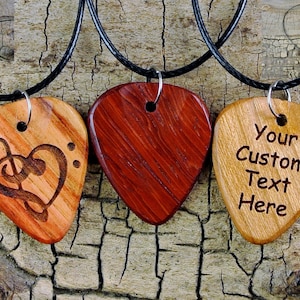 Necklace Wood Guitar Pick: Custom Wooden Plectrum Pendant - Etsy