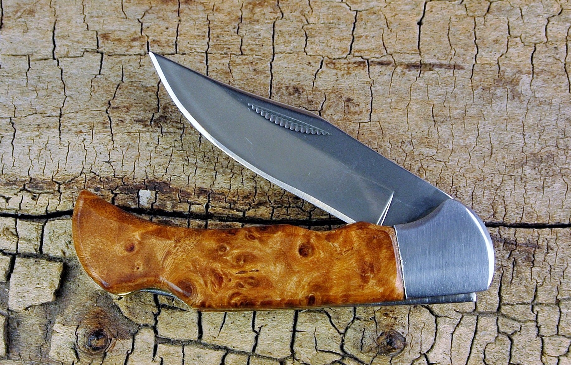 Pocket Knife with Wood Handle - Black Cottonwood Burl Wooden Handle ...
