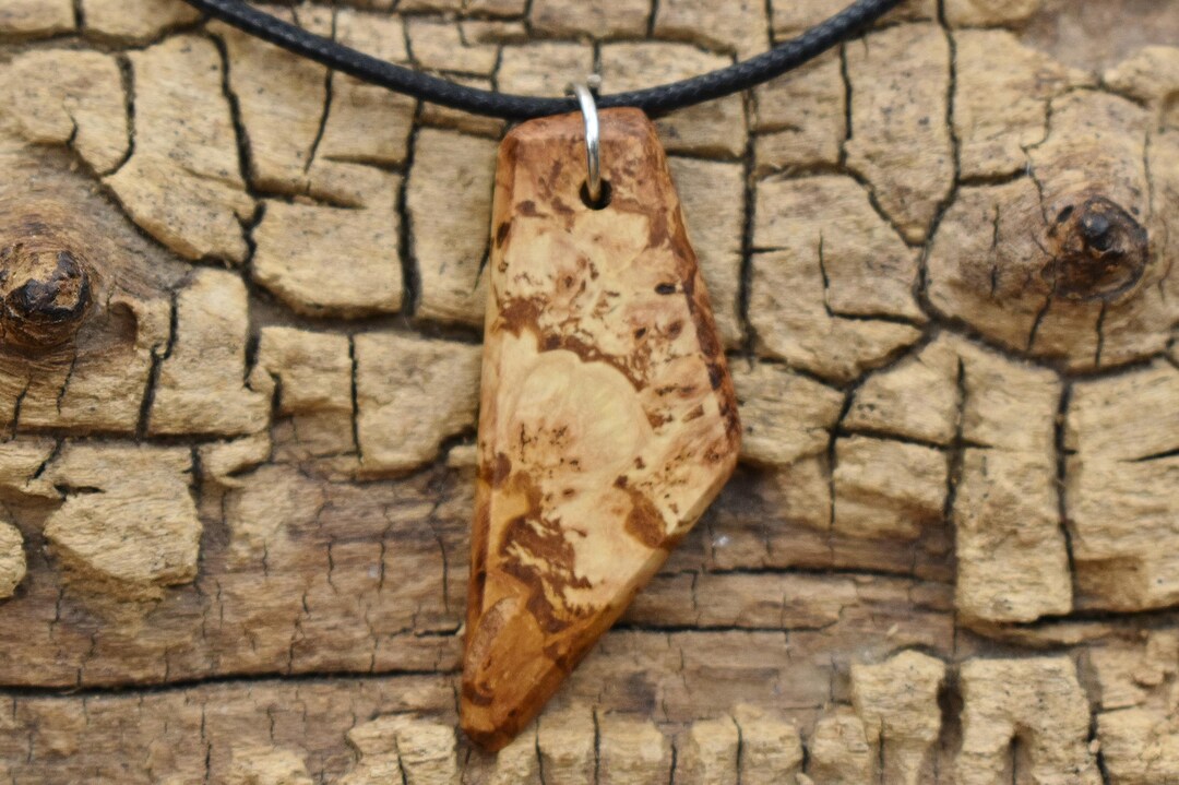 Handmade Hickory Burl Wood Pendant Necklace - Adjustable Length - Etsy