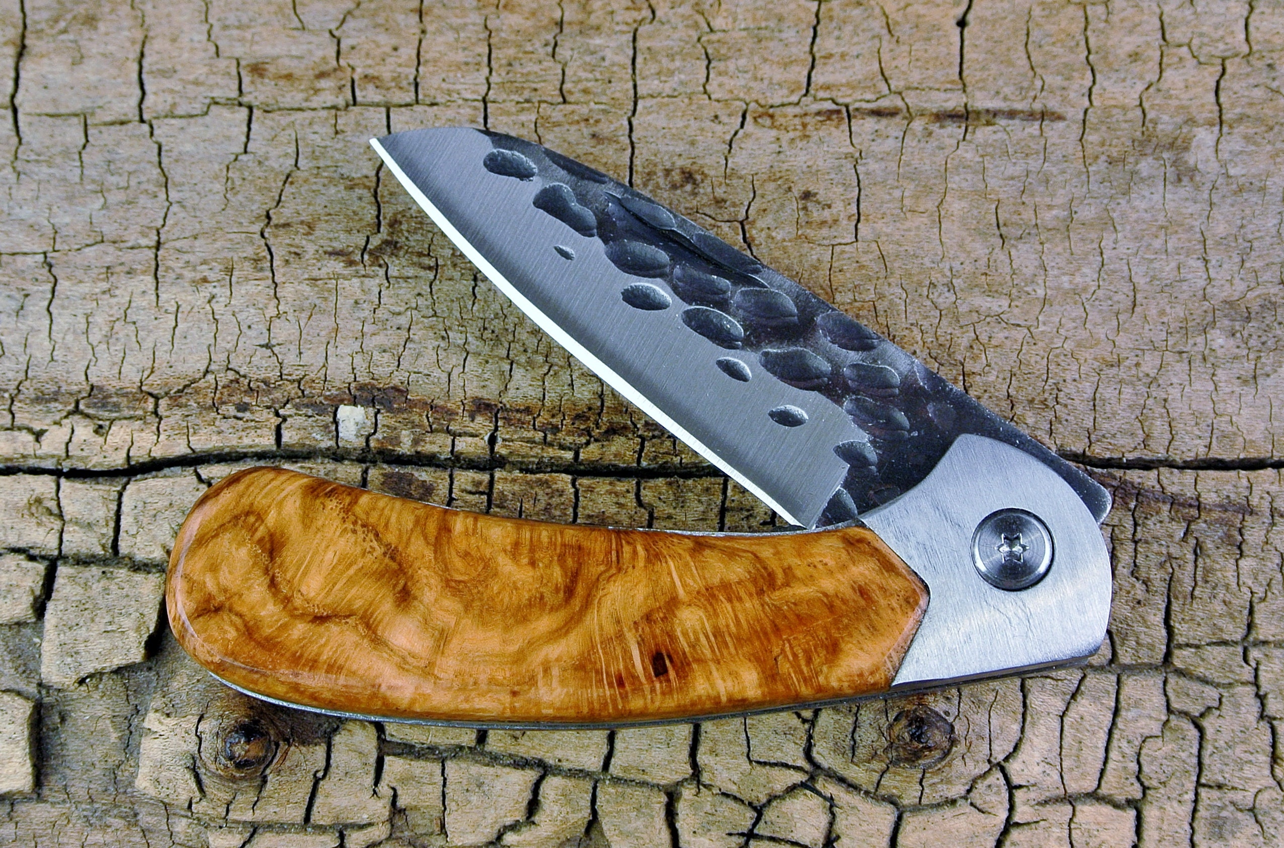 Pocket Knife with Wood Handle - Black Oak Burl Wooden Handle - Wood ...