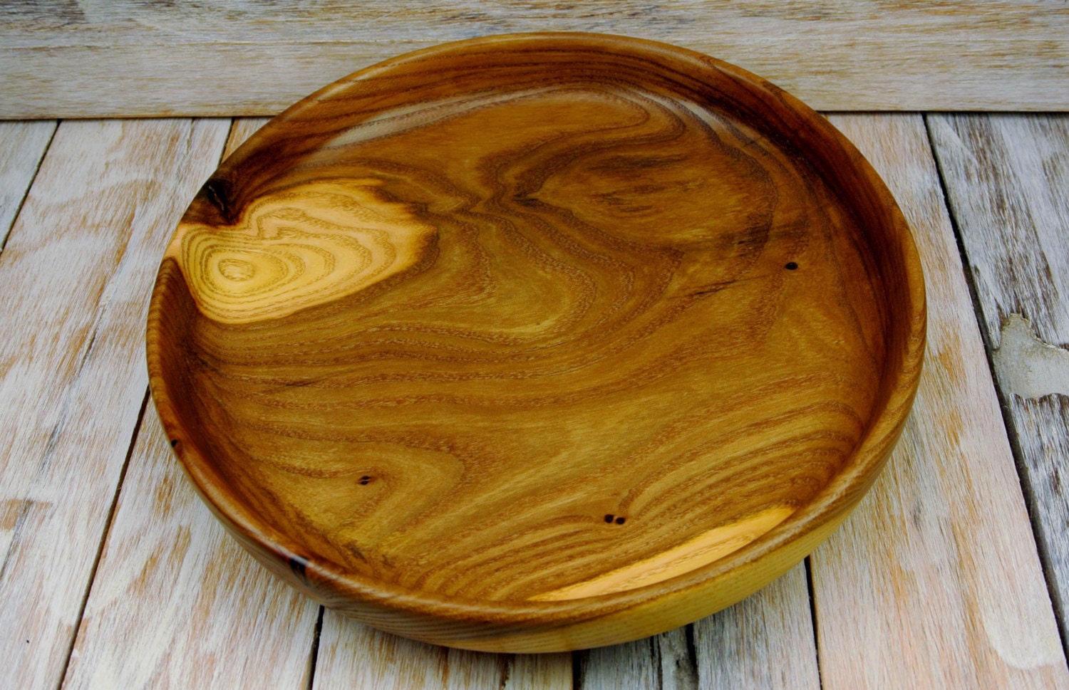 Wooden Centerpiece Dish/Platter - Elm - Wood Platter - Hand Carved Bowl ...