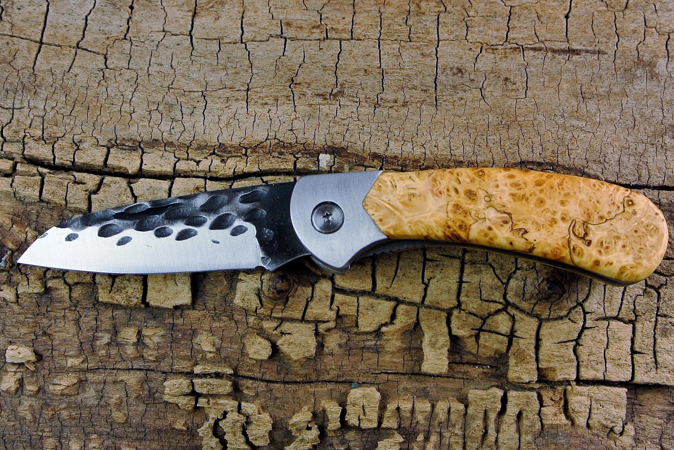 Pocket Knife with Wood Handle - Box Elder Burl Wooden Handle - Wood ...