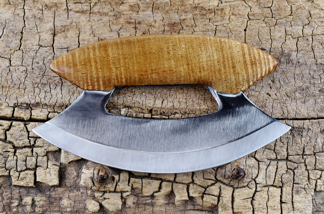 Ulu Knife With Matching Wood Holder Curly Asian Acacia Groomsmen Gift ...