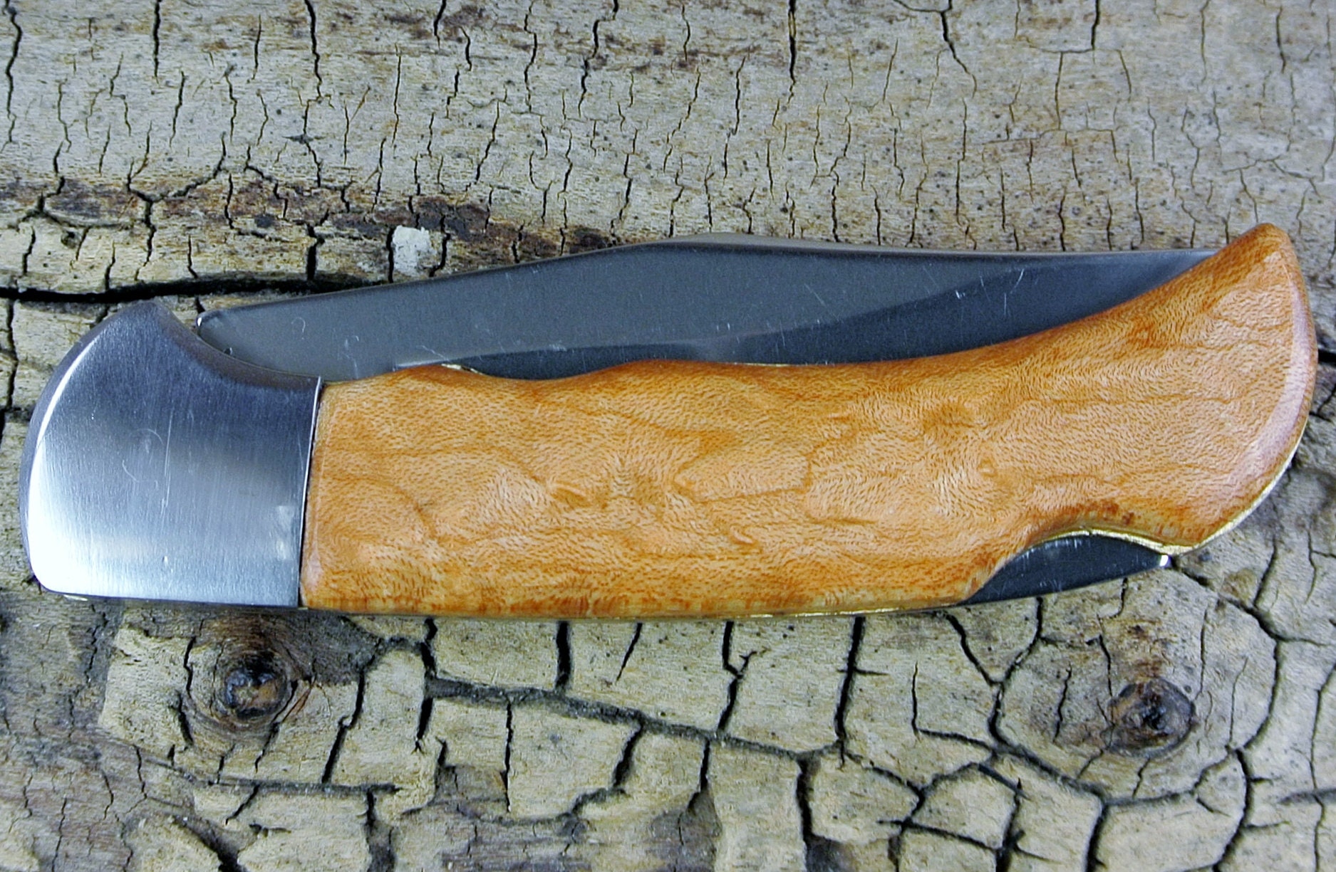 Pocket Knife with Wood Handle - Figured Maple Wooden Handle - Wood ...