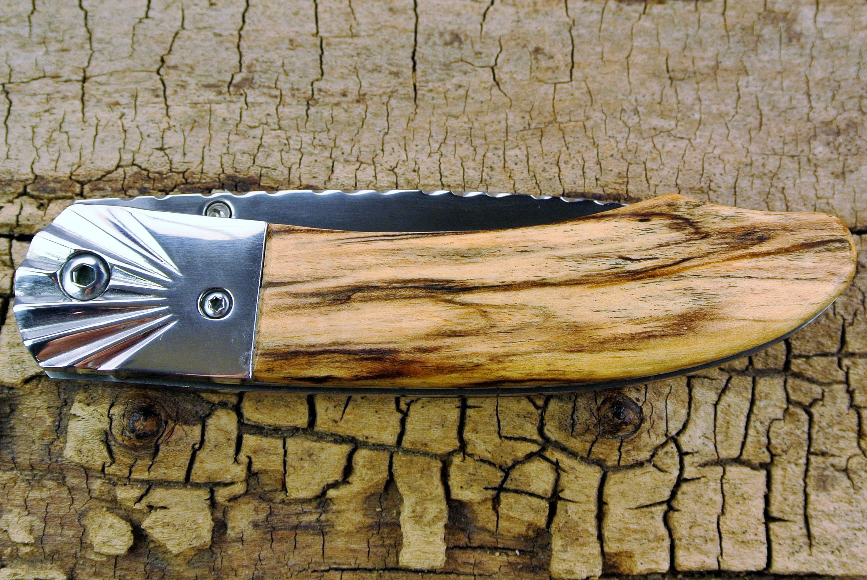 Pocket Knife with Wood Handle - Spalted Maple Wooden Handle - Wood ...