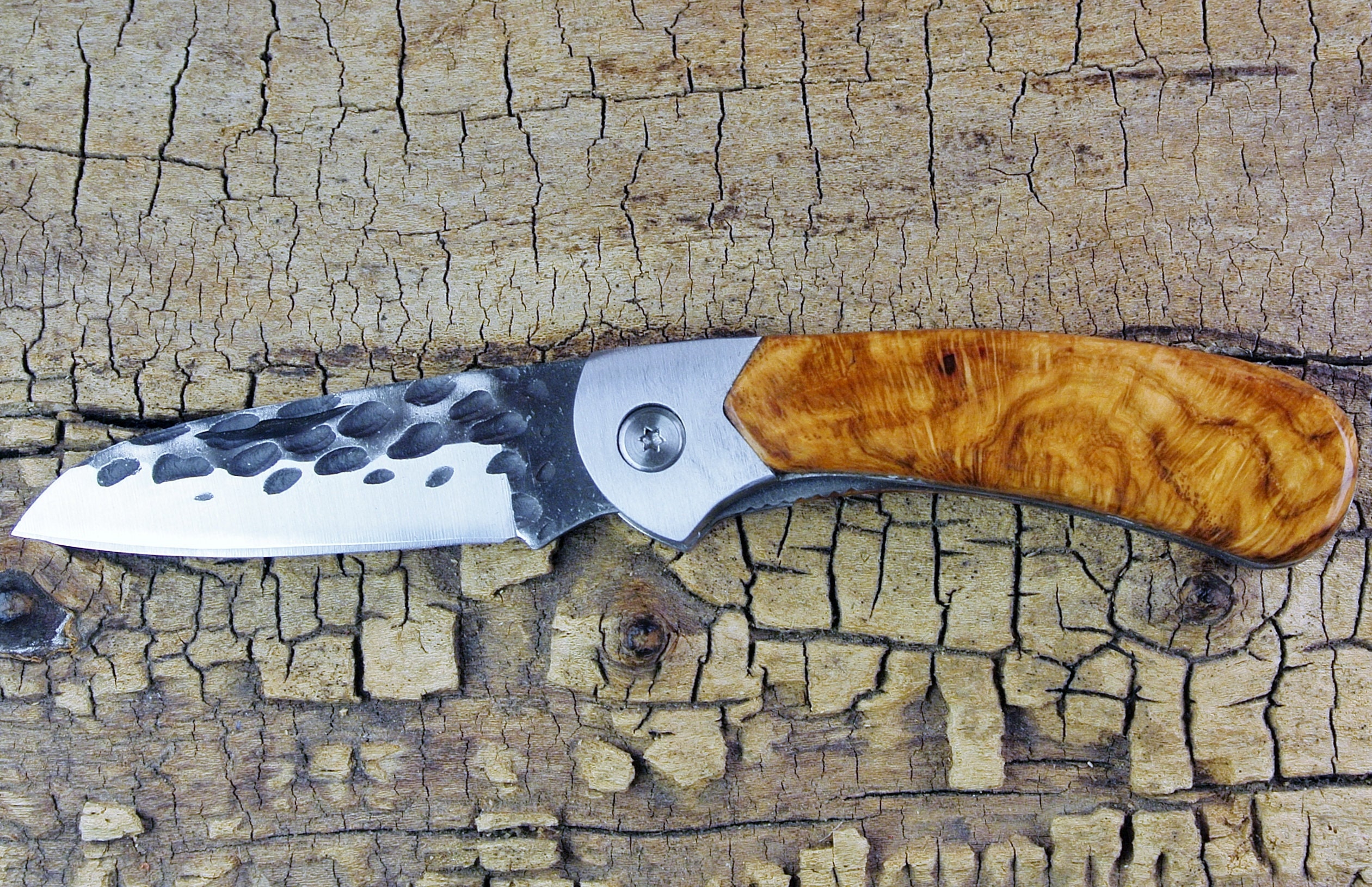 Pocket Knife with Wood Handle - Black Oak Burl Wooden Handle - Wood ...