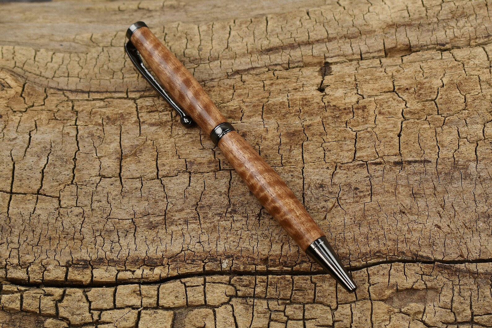 Curly Satinwood Wood Pen – Gun Metal Finish, Twist Design - Etsy