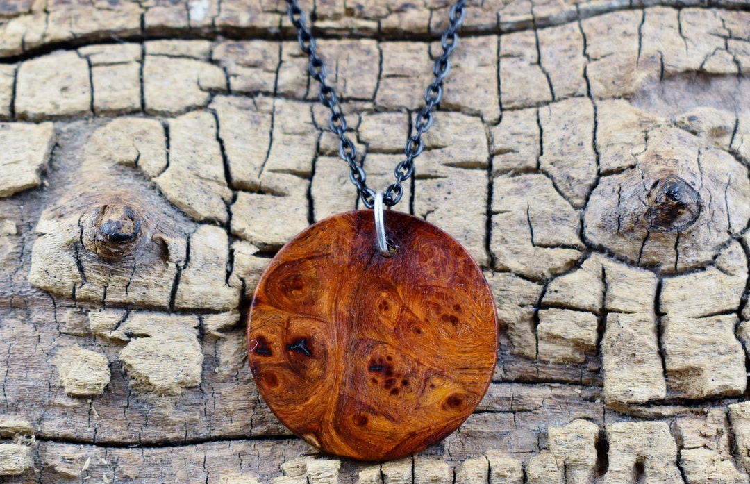 Bloodwood Burl Wood Pendant Necklace Handmade Wood Pendant - Etsy