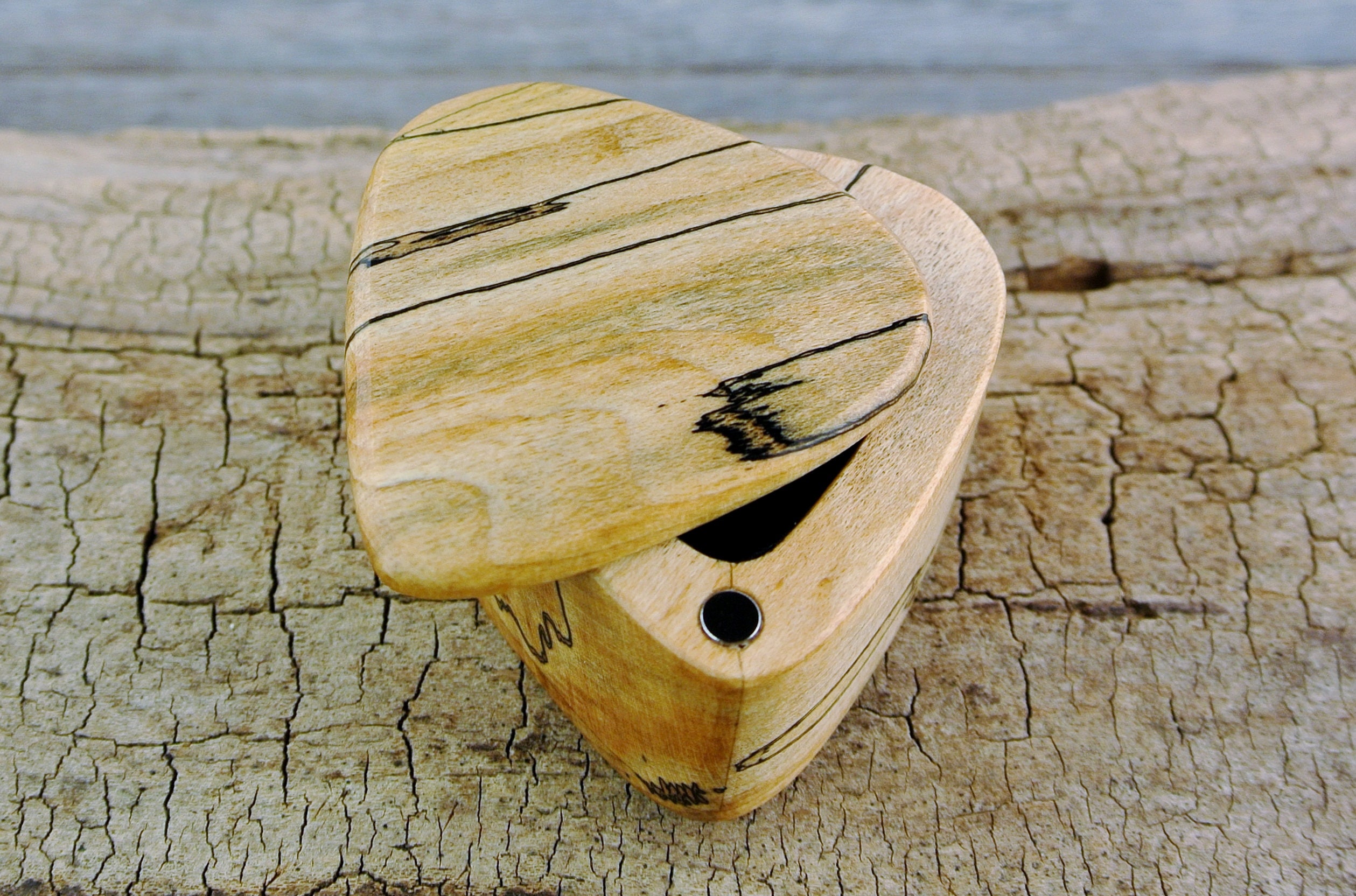 Spalted Maple Guitar Pick Box -Guitar Picks Shape Box - Guitar Pick Box ...