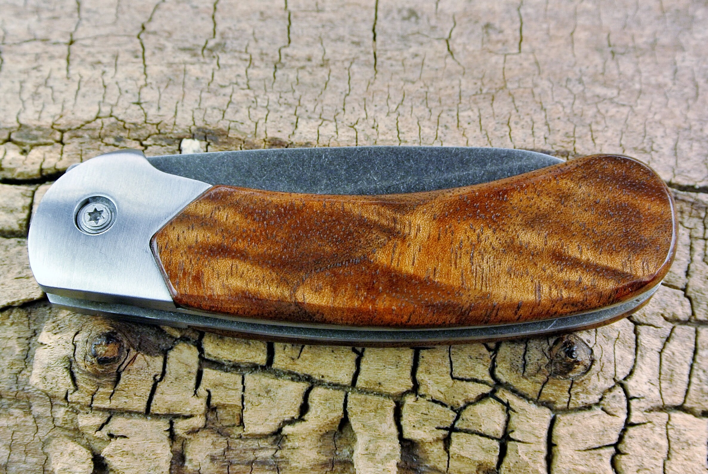 Pocket Knife with Wood Handle - Figured Walnut Wooden Handle - Wood ...