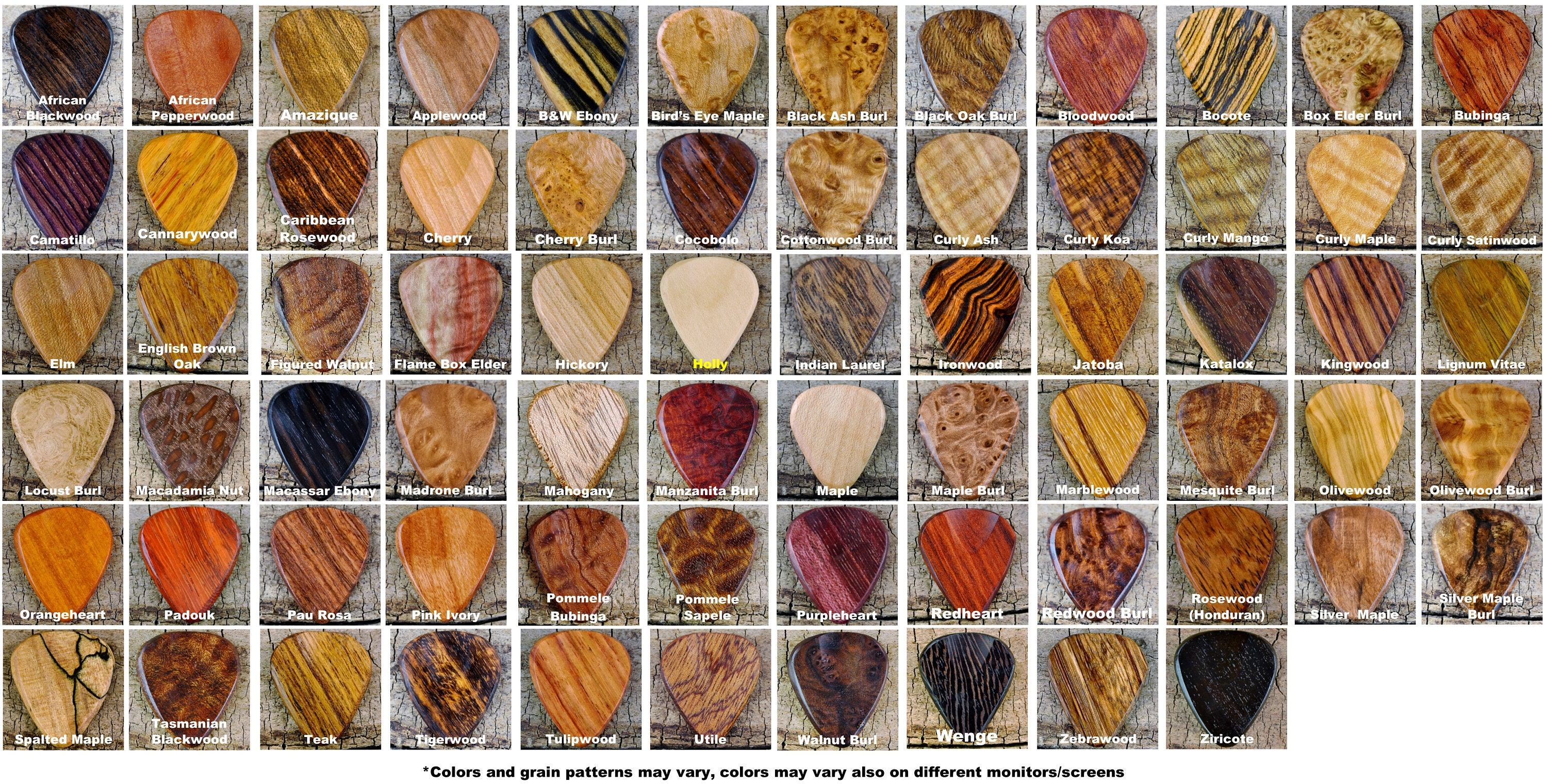 Pickslay's Guitar Pick Collection - One Wooden Guitar Pick - (Choose ...