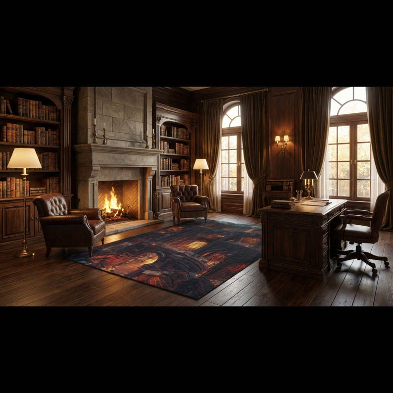 Library Book Rug | 5x7 Area Rug - Etsy