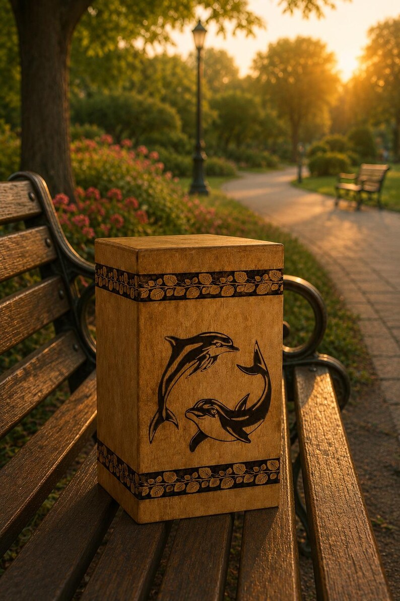 Personalized Rosewood Dolphin Memorial Urn, Custom Engraved Ocean Theme ...