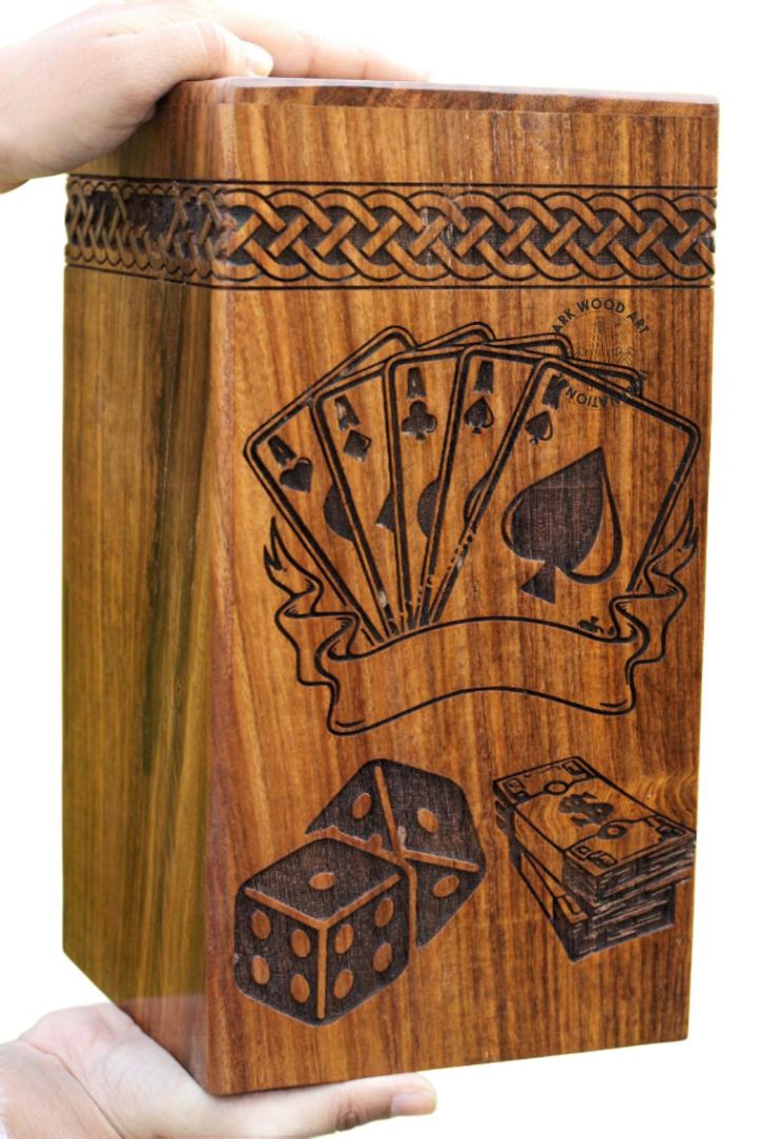 Engraved Rose Wood Memory Box With Poker Dice Design - Etsy