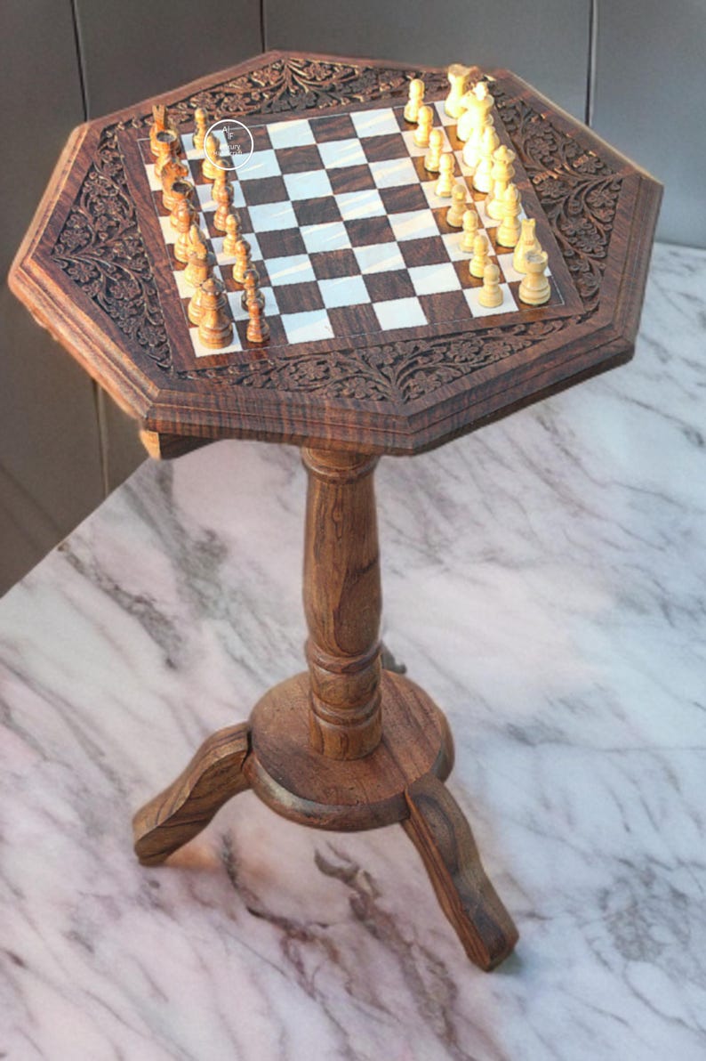 Classic Wooden Chess Table Artisan Board Chess Lovers Gift for Him - Etsy