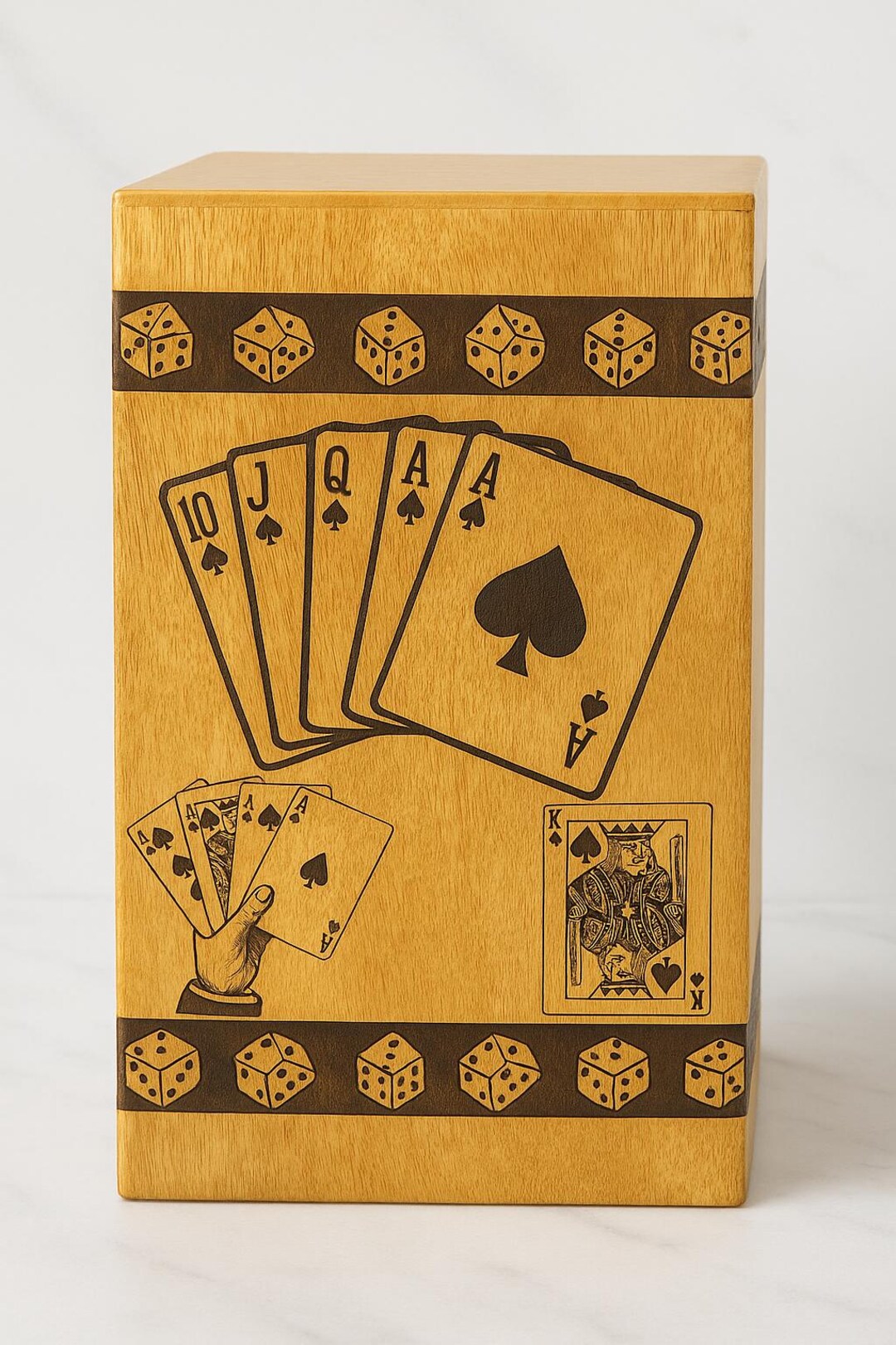 Engraved Rose Wood Memory Box: Poker Card & Dice Design - Etsy