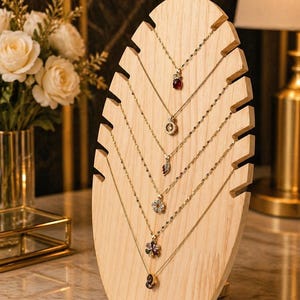 Natural Wood Jewelry Display Rack, Necklace Organizer Stand, Earring ...