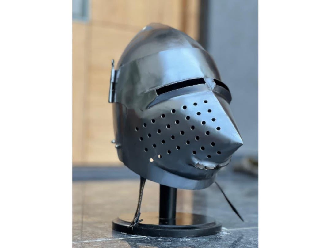 Medieval Pigface Bascinet Helmet 18 Gauge Steel Knight Armor Wearable ...