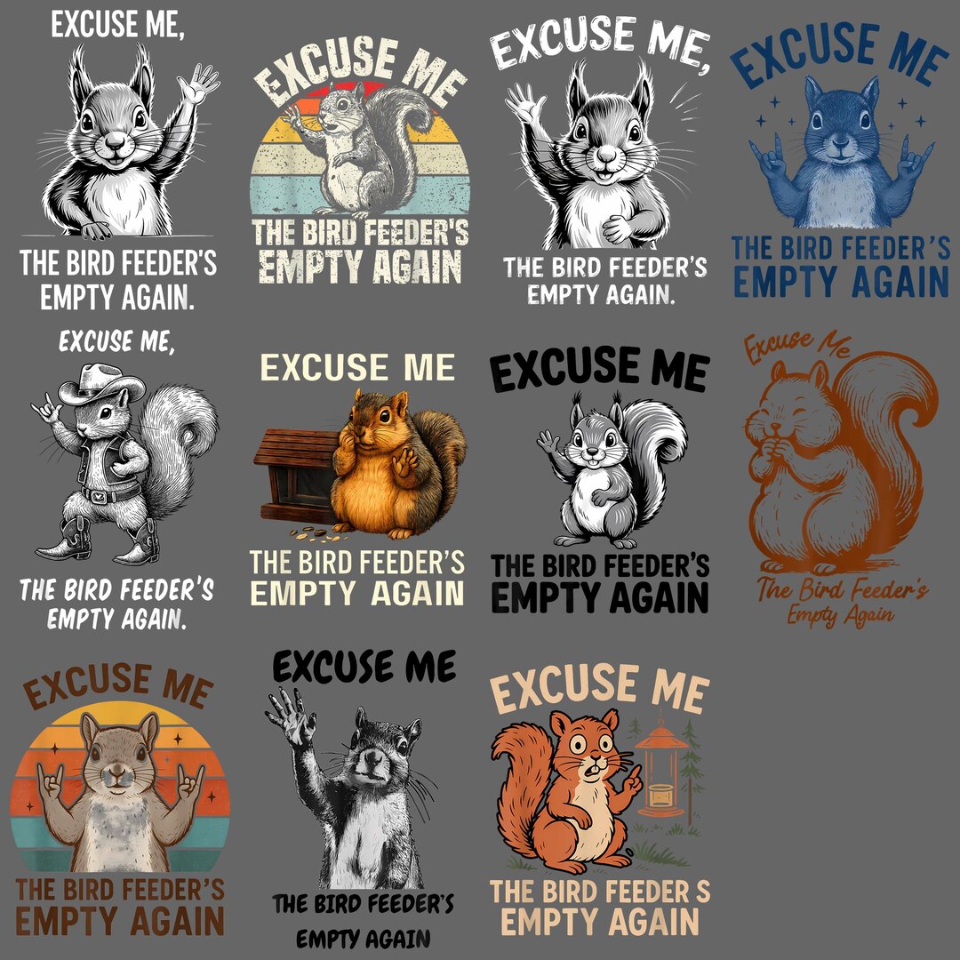 Bird Feeder Empty Again PNG – Squirrel Humor Retro Clipart Sublimation ...