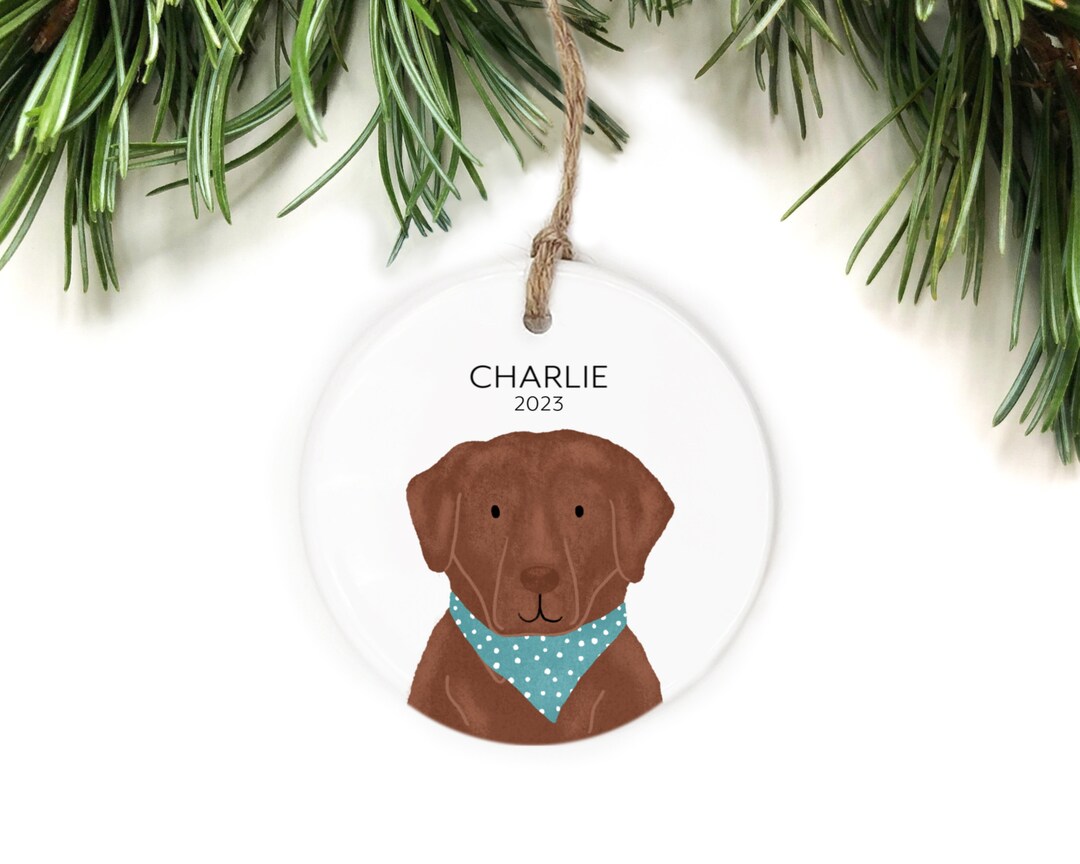 Chocolate Lab Ornament Personalized, Chocolate Labrador Ornament ...