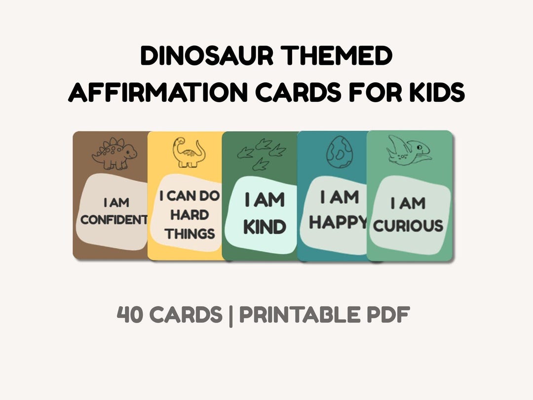 Dinosaur Affirmation Cards for Kids | Positive Confidence Building ...